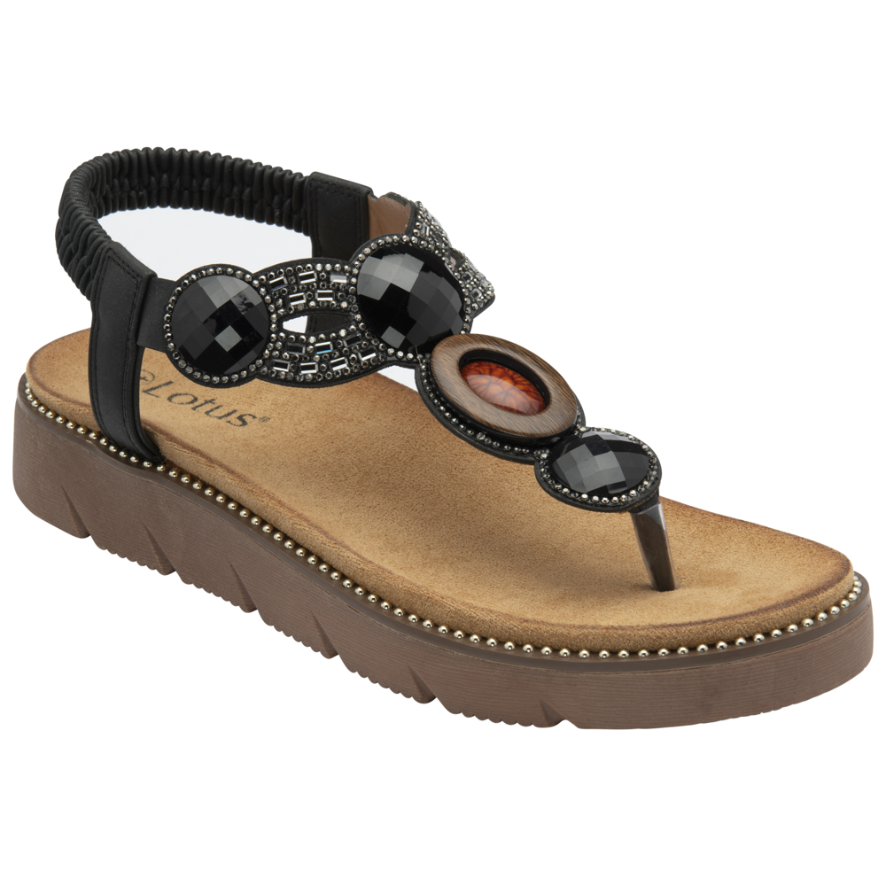 Lotus - Alcina - Black - Sandals – Gibbs Shoes